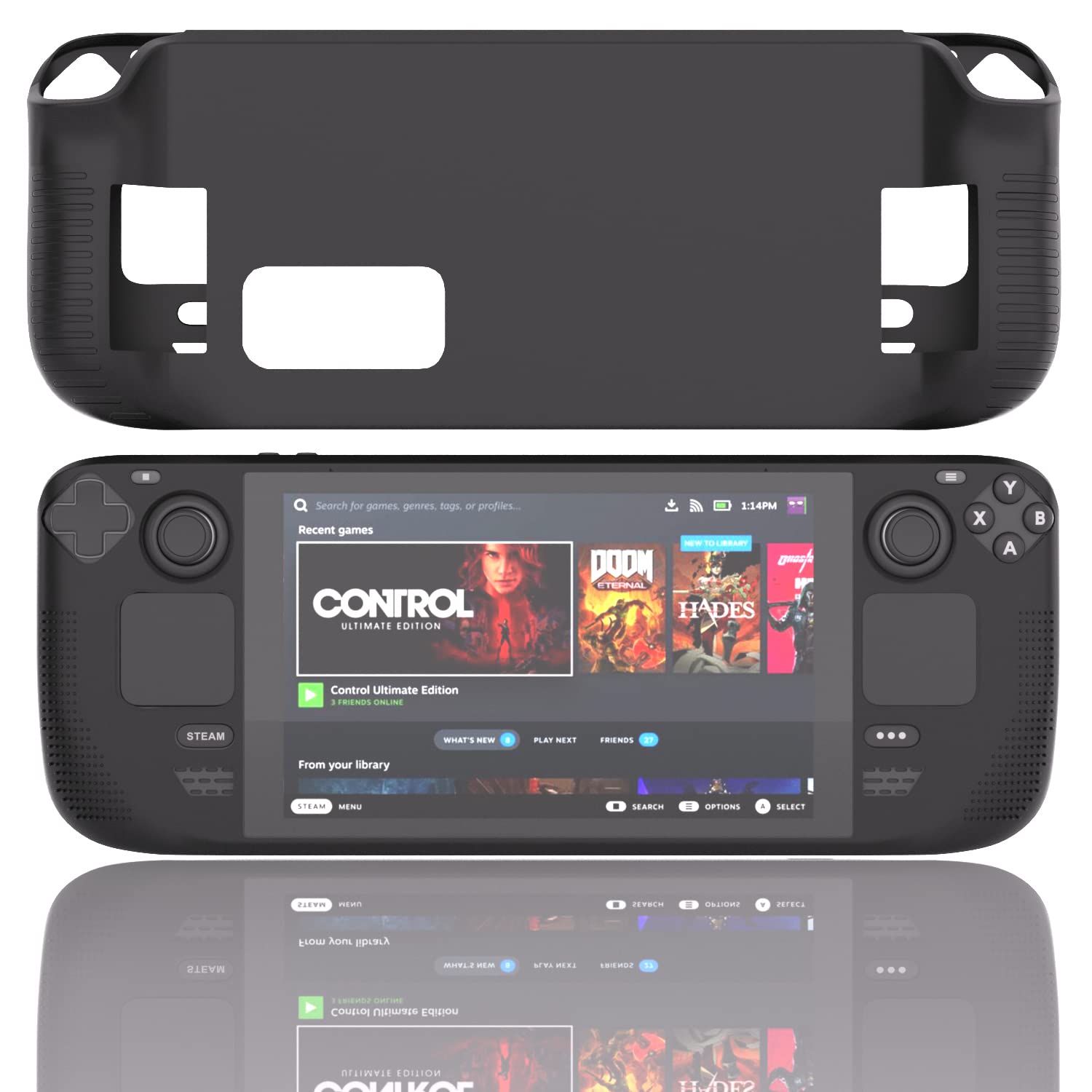 Silicon Protective Cover for Steam Deck, Soft Anti-Slip Shock Proof Anti-Scratch, Ergonomic Grip Design, Drop Protection Grip Case (Black)