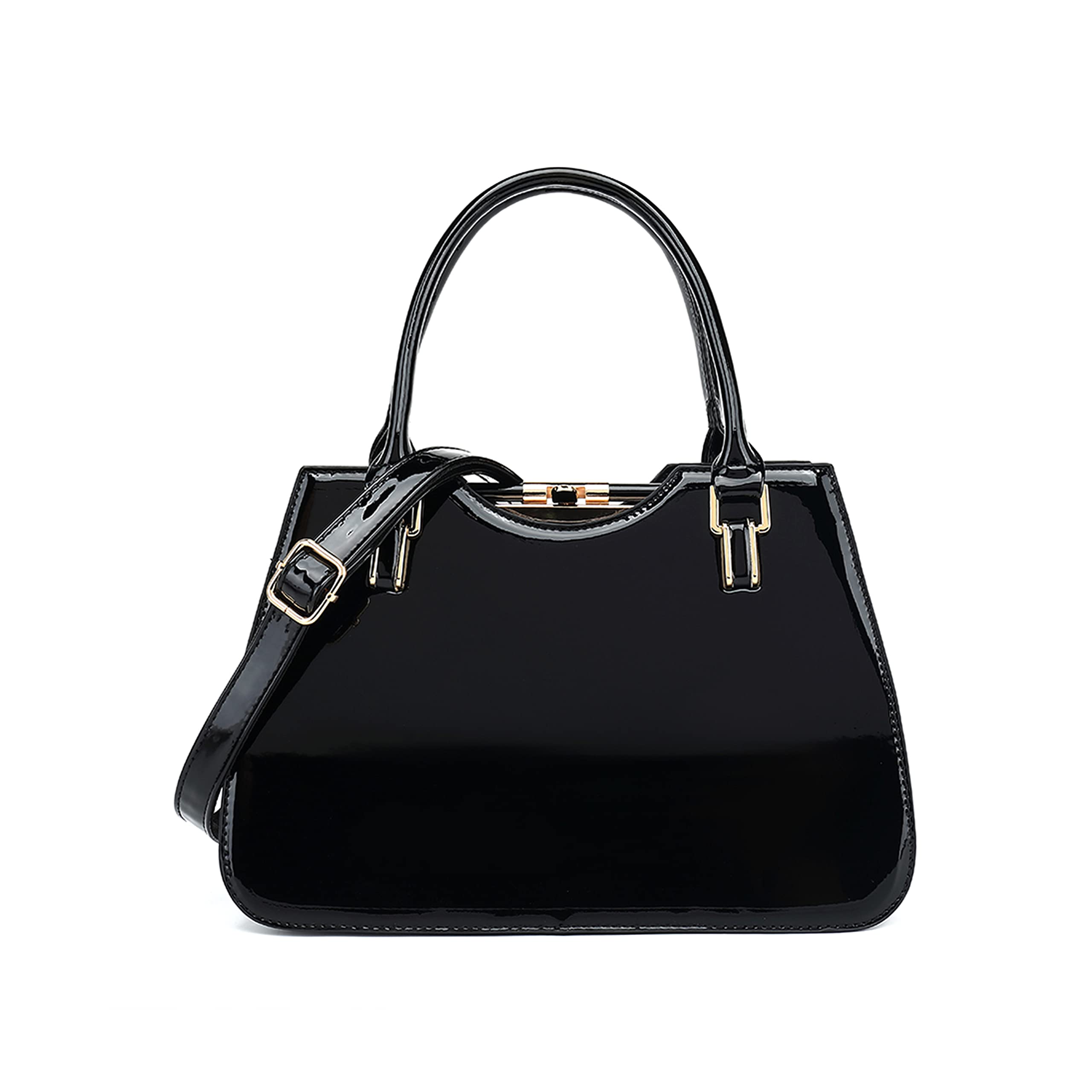 Style Strategy red purses patent leather Satchel handbags for women Top Handle with push button Shoulder bags crossbody for women