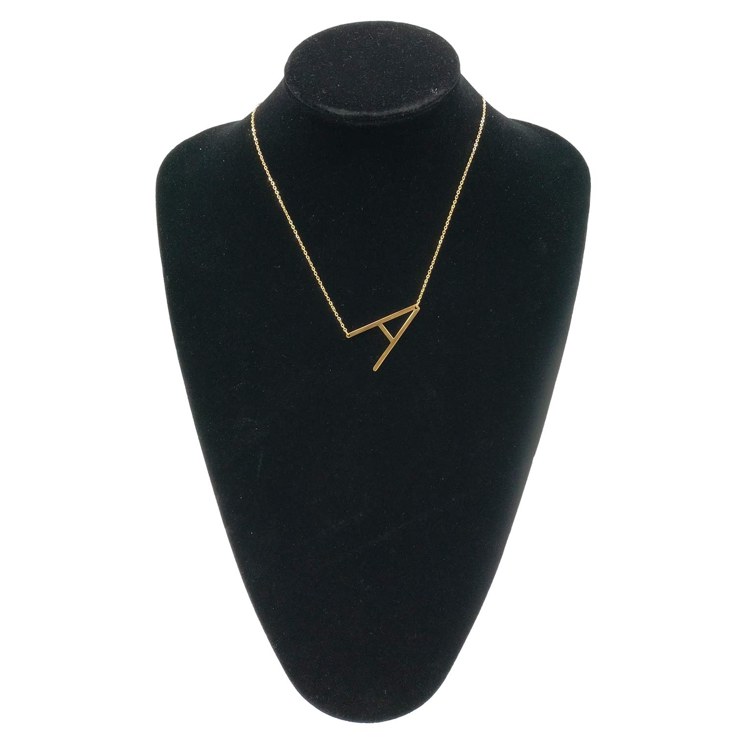 MOMOL Sideways Initial Necklace 18K Gold Plated Stainless Steel Large Big Letters A Pendant Necklace Script Name Monogram Necklaces for Women