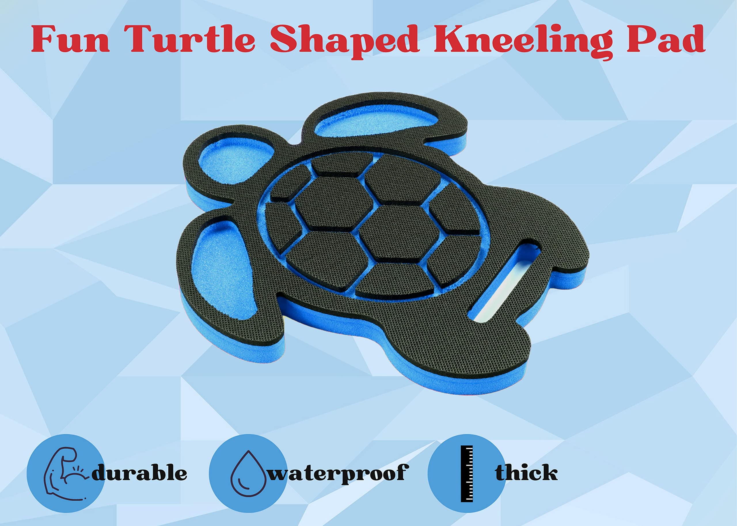 Polar Whale Portable Gardening Kneeling Pad Sea Turtle Shaped Blue and Black Knee Cushion with Tool Pocket for Home Work Automotive Workshop Durable Thick Comfortable High Density Waterproof Foam