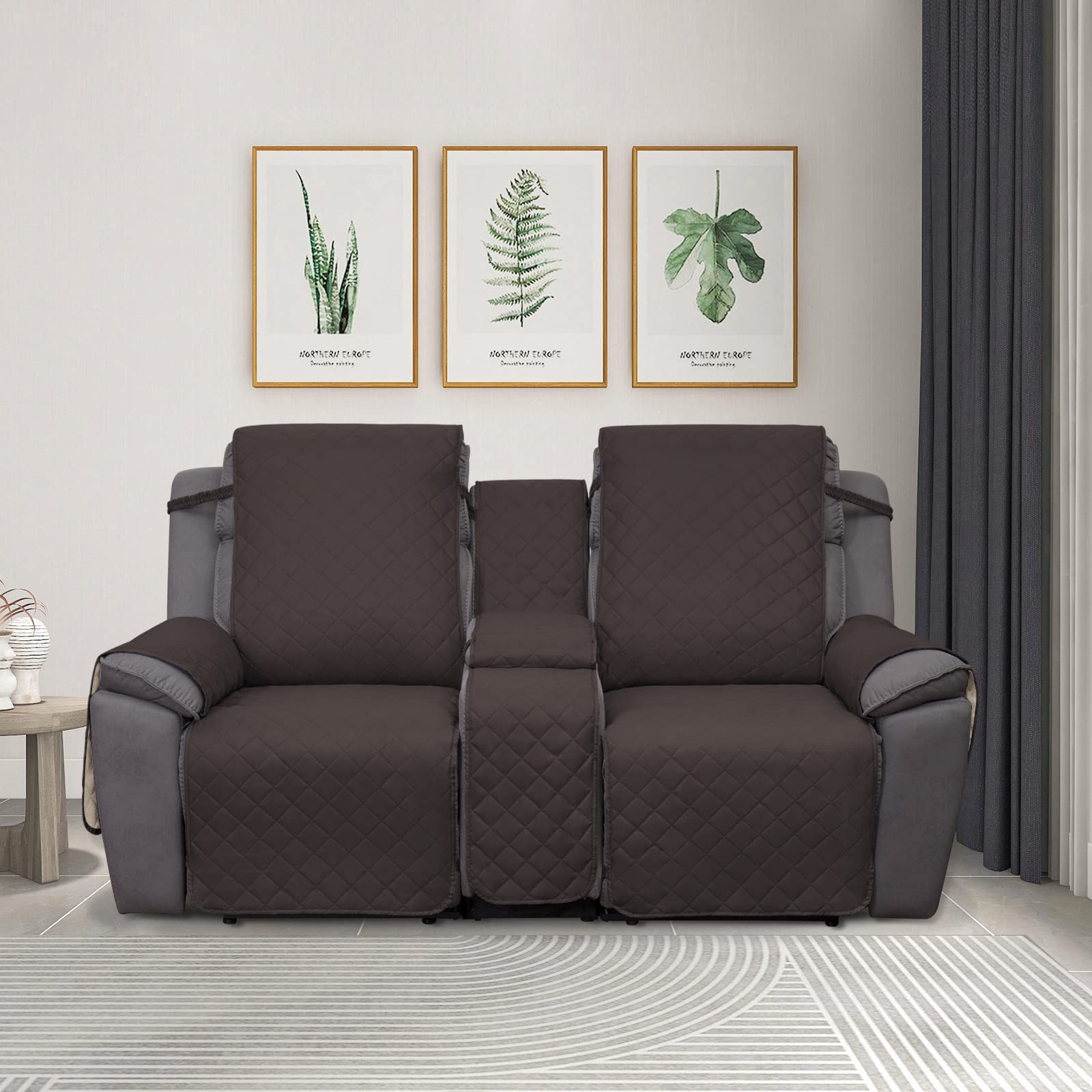 PureFit Recliner Cover, 2 Seat, Water Resistant, Reversible, Non-Slip, Washable, Chocolate/Beige