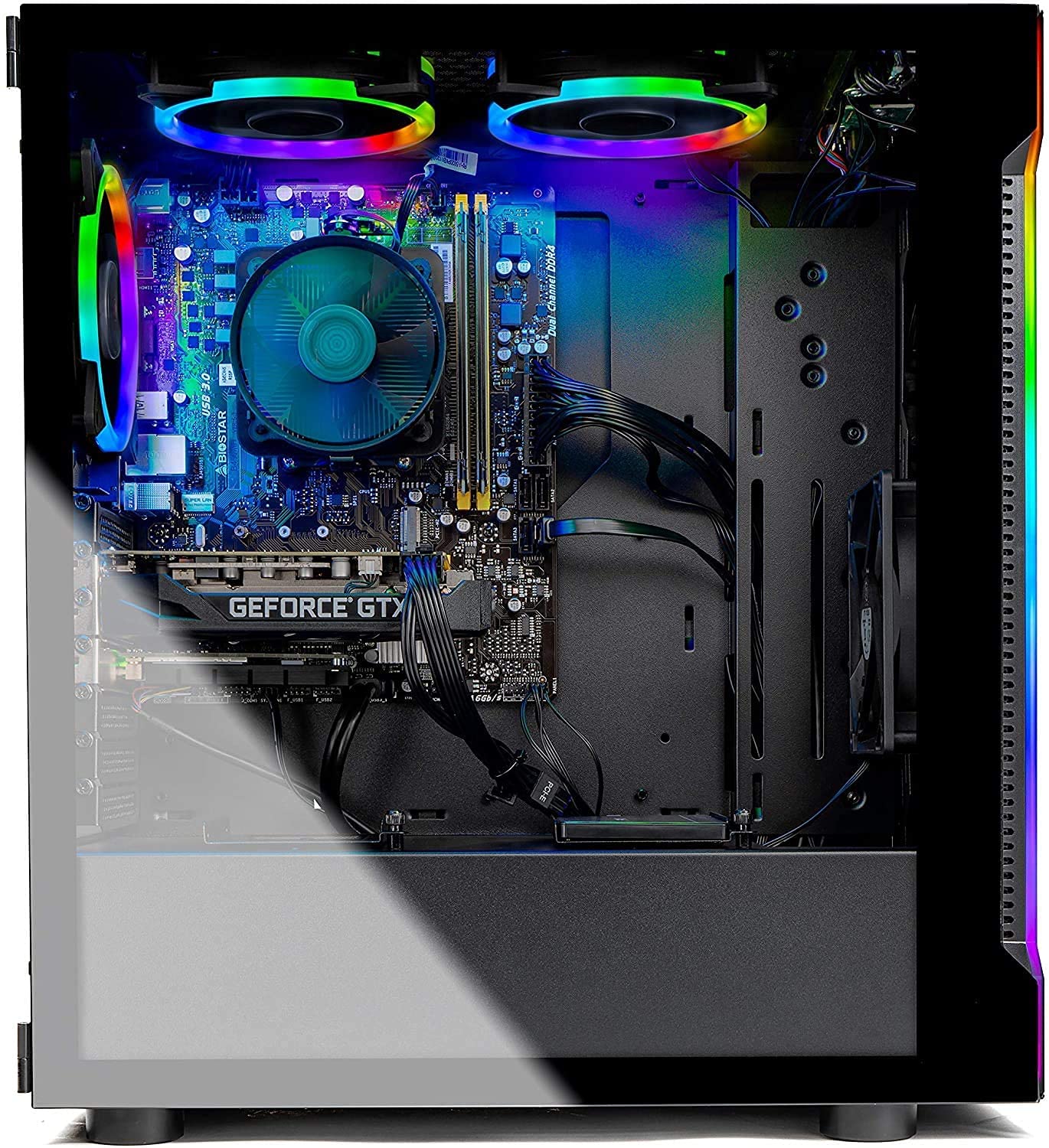 SkyTech Shadow 3.0 Gaming Computer PC Desktop - Ryzen 5 3600 6-Core 3.6GHz, GTX 1660 Super 6G, 500GB SSD, 16GB DDR4 3200, AC WiFi, Windows 11 Home 64-bit, Black