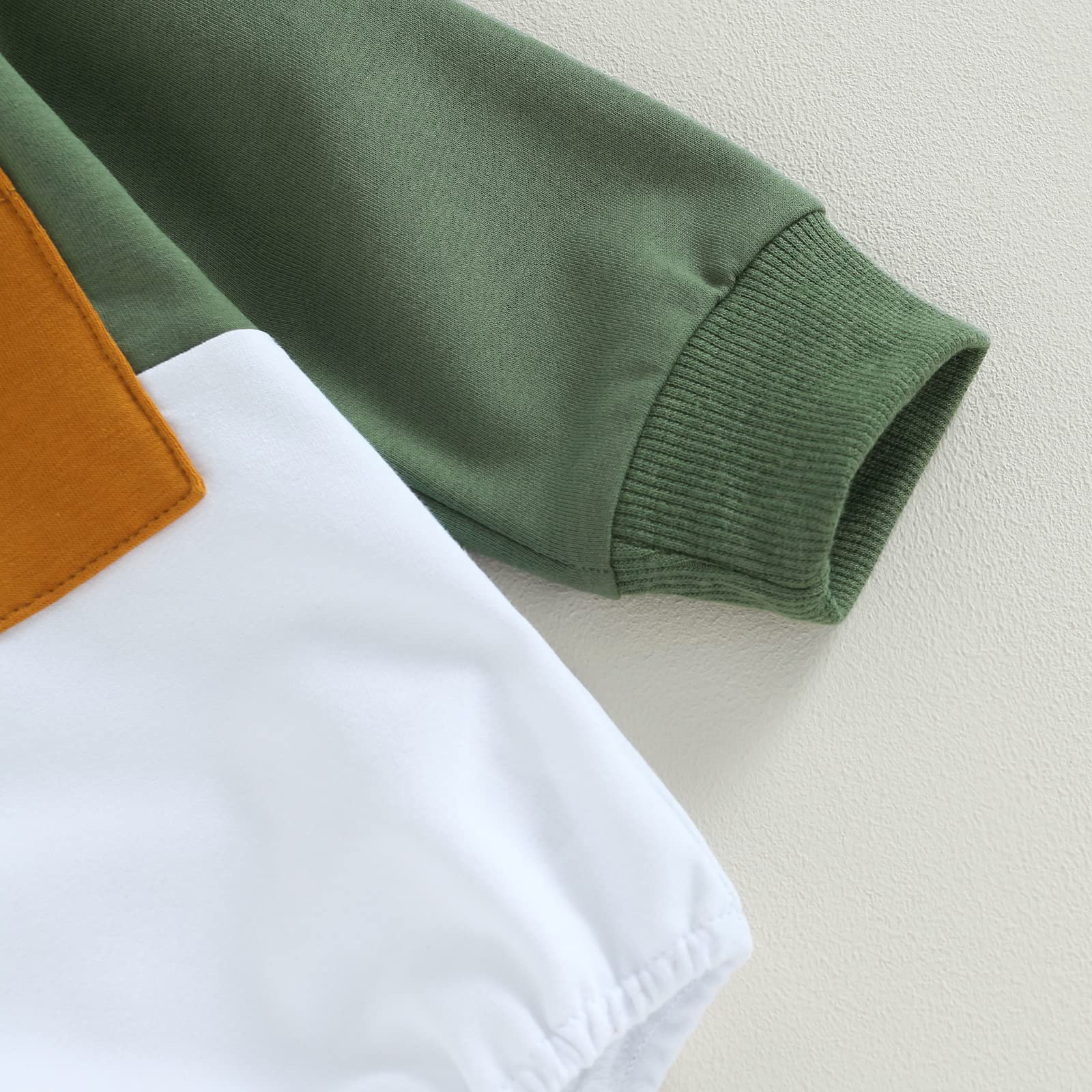 mlpeerw Newborn Boy Romper Outfit Long Sleeve Color Block Oversized Sweatshirt Fall Winter Infant Baby Bubble Onesie Clothes(Green, 6-12 Months)