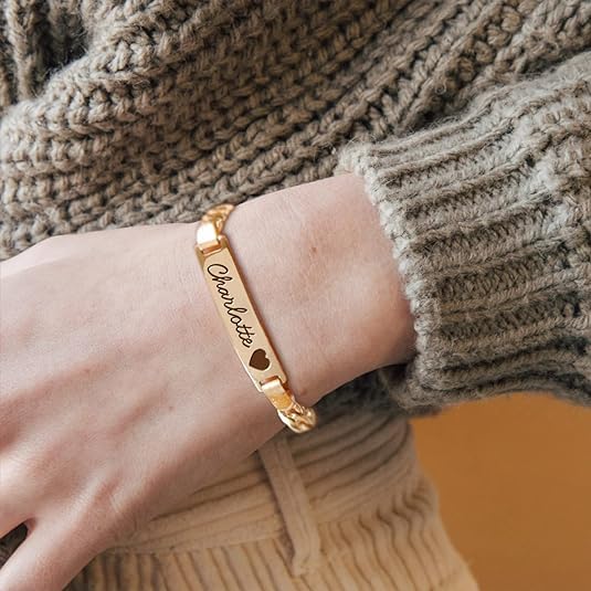 PUREFLY Personalized Baby Name Bracelets with Birthstone, 18k Gold Plated, Adjustable Length
