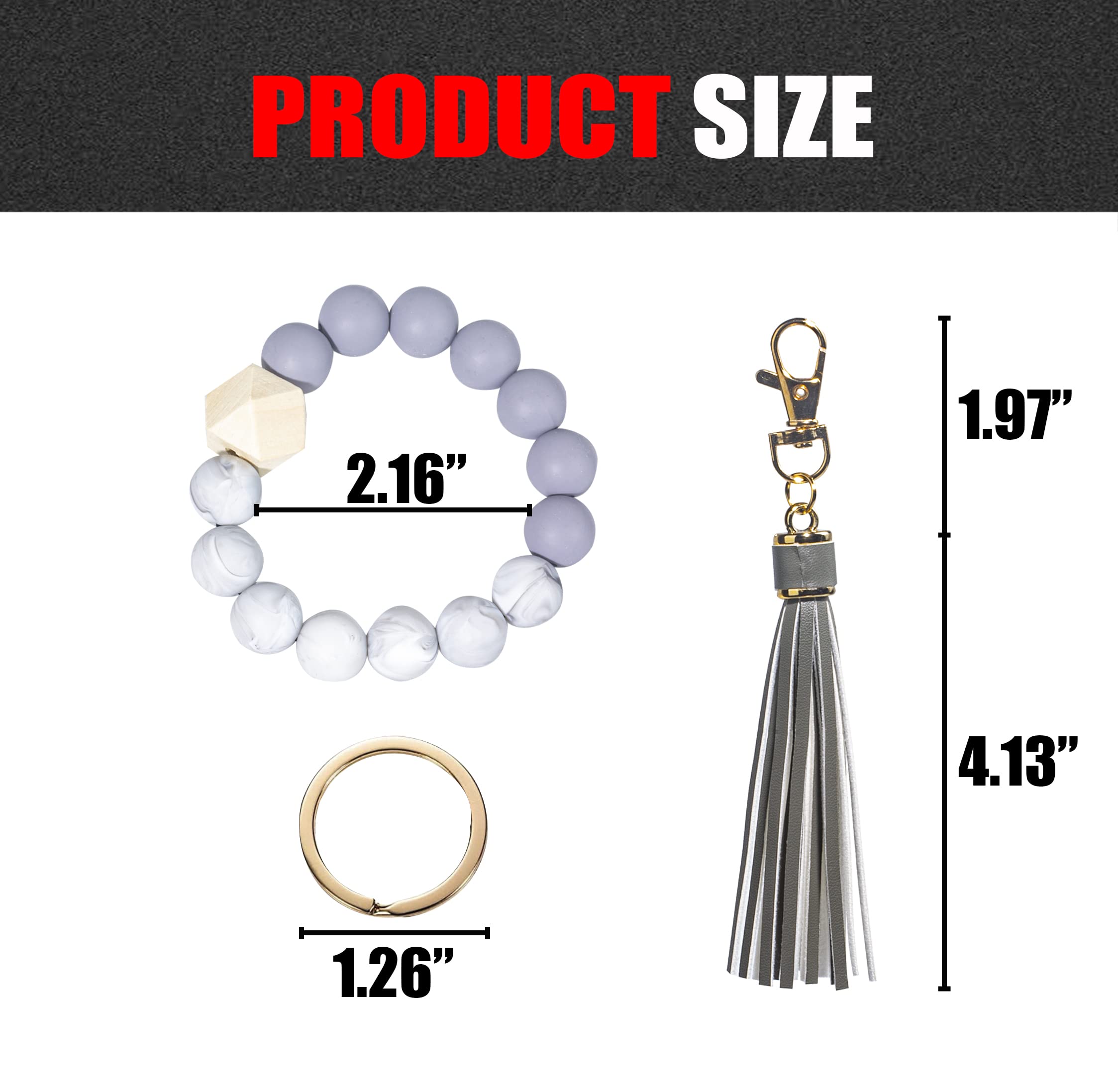 Silicone Key Ring Bracelet Beaded Wrislet Keychain Portable House Car Keys Ring Holder