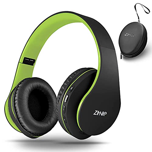 ZIHNIC 3 Items,1 Black Blue Over-Ear Wireless Headset Bundle with 1 Black Red Over-Ear Wireless Headset and 1 Black Green Foldable Wireless Headset