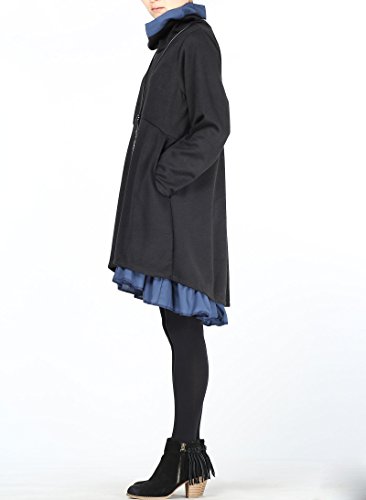 Mordenmiss Women's Flared Layers Dress Hi-Low Ruffle Hem Tunic Top M Black