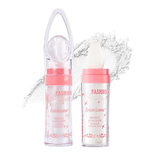 Polvo De Hadas Highlighter Stick Patting Powder, Shimmer Face & Body Hightlighter Makeup Powder, Natural Brighten Glitter Highlighter Powder, High Gloss Bright Luster Fairy Glitter Sparkle Powder Makeup (#01 White Moonbeam)