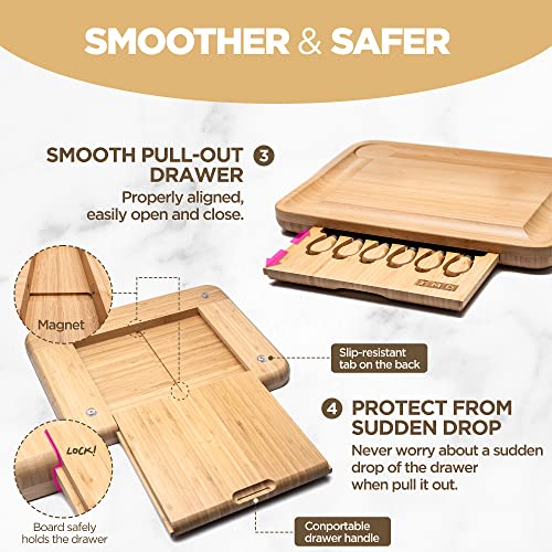TMD Cheese Board with Knife Set (6pcs) β Elegant Charcuterie Boards with 2 Round Bowls β Wooden Charcuterie Board Set β Cheese board set to Display Your Assortments in Style