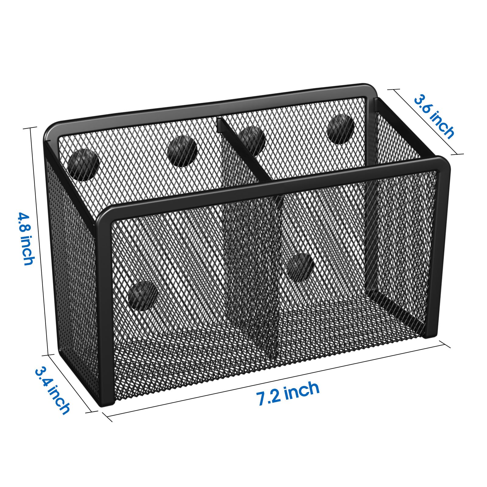 MaxGear Magnetic Pen Holder, Mesh Pencil Holder for Desk Storage Basket Organizer Marker Holder - Extra Strong Magnets Perfect for Locker Accessories, Refrigerator, Whiteboard, 2 Basket