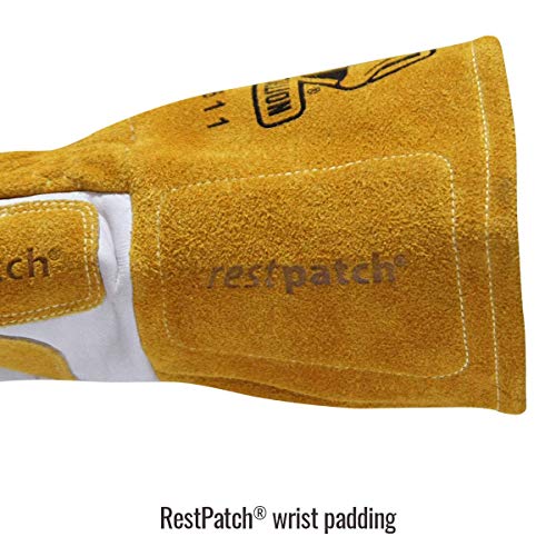 Revco GM1611 Top Grain Leather Cowhide MIG Welding Gloves with Reinforced Palm & Thumb & Index Finger, Seamless Forefinger, 5" Cuff for Extra Protection (Medium)