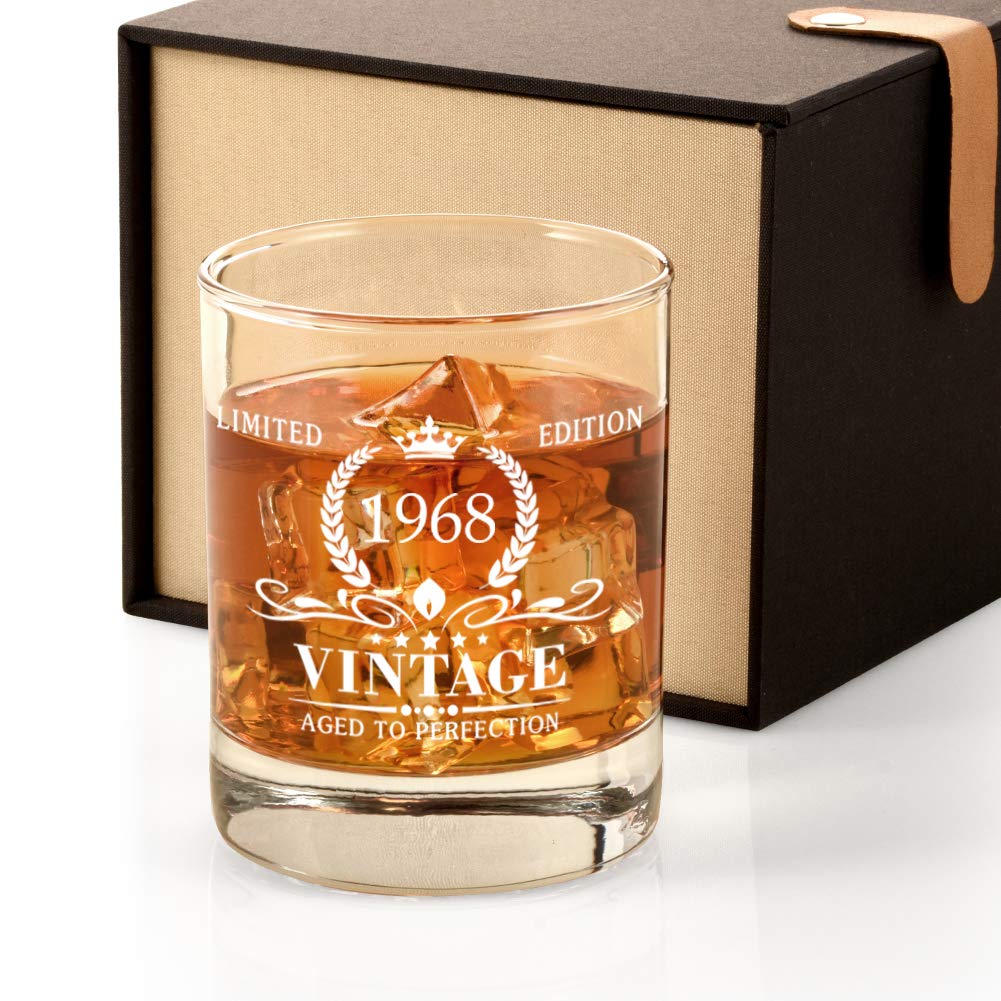 Triwol 1968 56th Birthday Gifts for Men, Vintage Whiskey Glass 56 Birthday Gifts for Dad, Son, Husband, Brother, Funny 56th Birthday Gifts Present Ideas for Him, 56 Year Old Bday Party Decoration