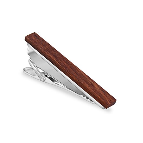 MERIT OCEAN Smart Men's Bulinga Wood Tie Clip Natural Tie Bar 2.1 Inch in Gift Box