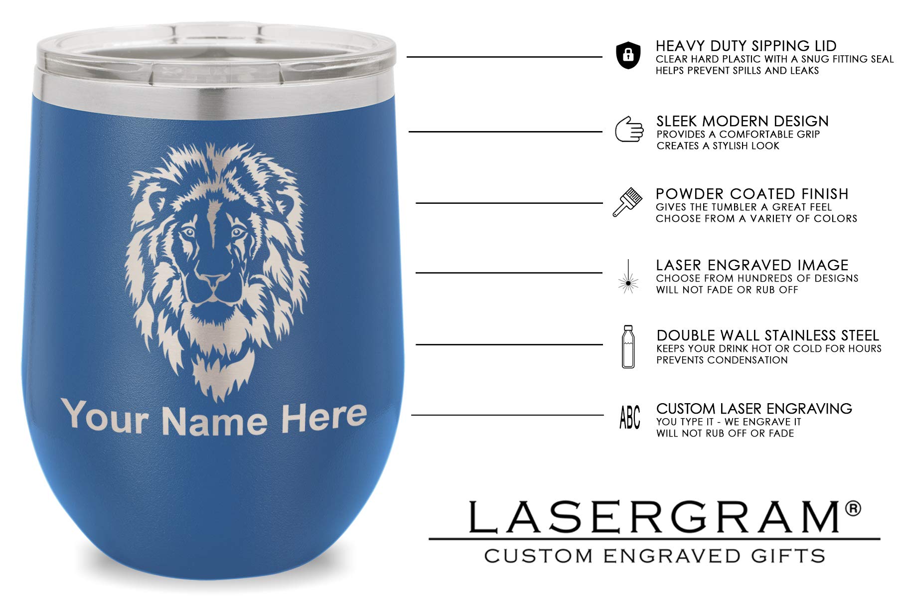 SkunkWerkz Wine Glass Tumbler, Sailboat, Personalized Engraving Included (Dark Blue)