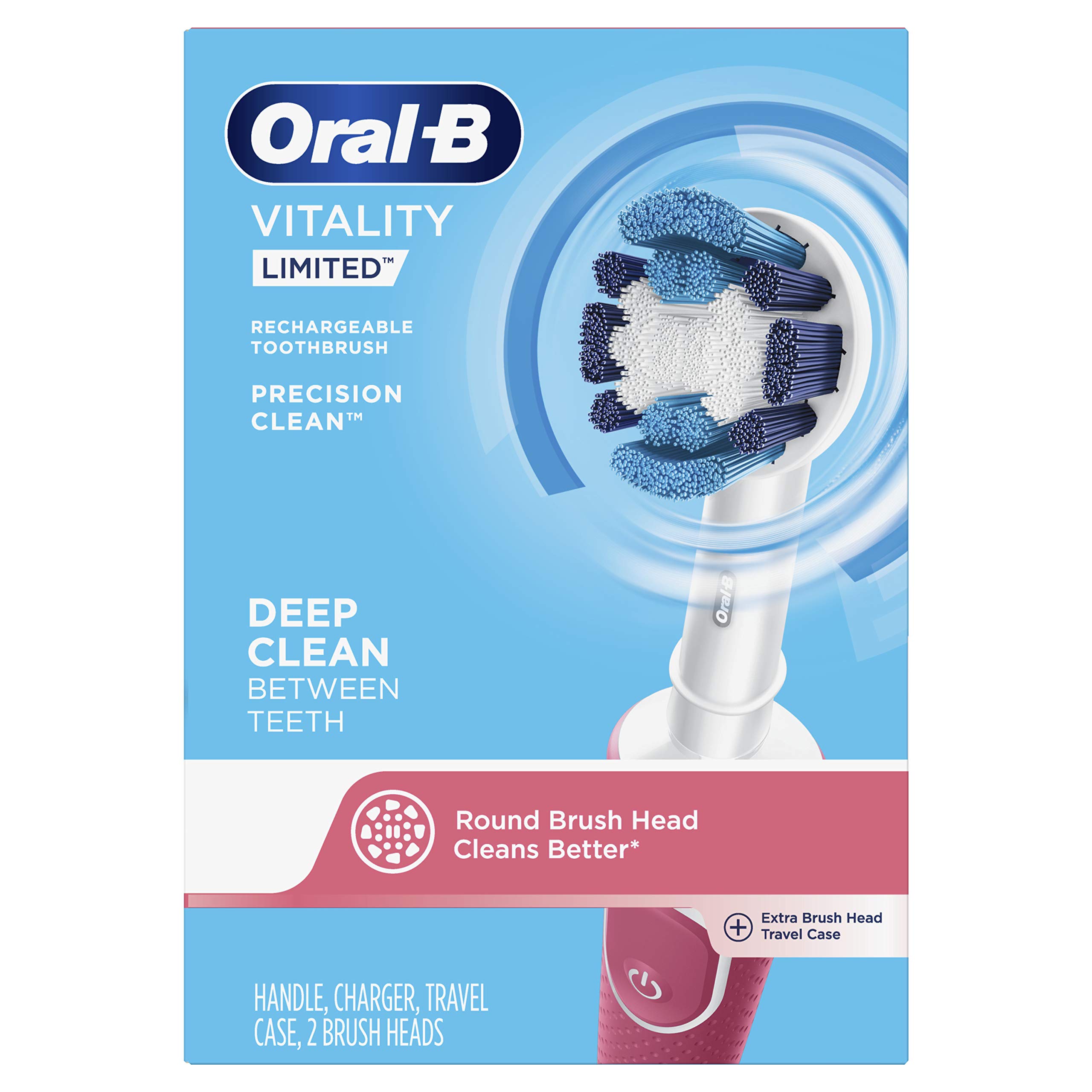 Oral-B Vitality Limited Precision Clean Rechargeable Toothbrush, Pink, 1 Refill