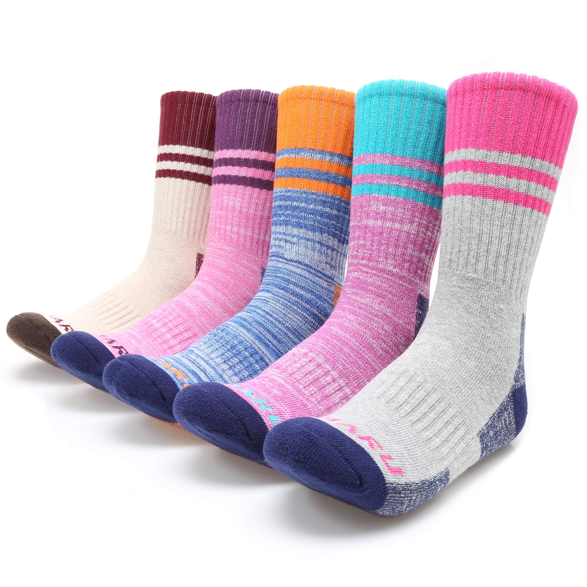 MIRMARU Womenâs 5 Pairs Hiking Socks- Moisture Wicking Outdoor Athletic Sports Cushion Crew Socks (M232-MEDIUM)