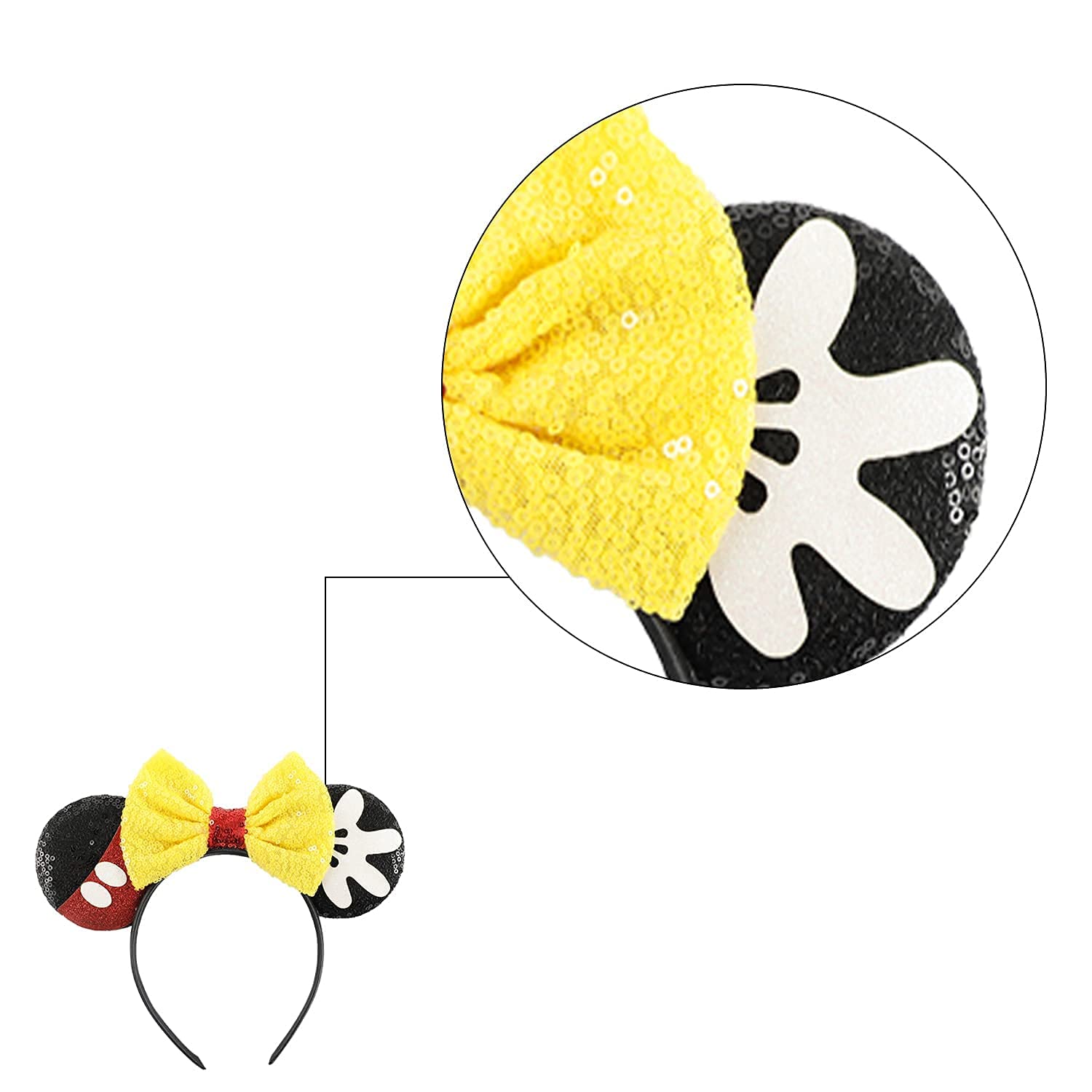 Sawowkuya 2 Pcs Cinderella Mouse Ears Headbands Princess Headbands for Women Girls Kids
