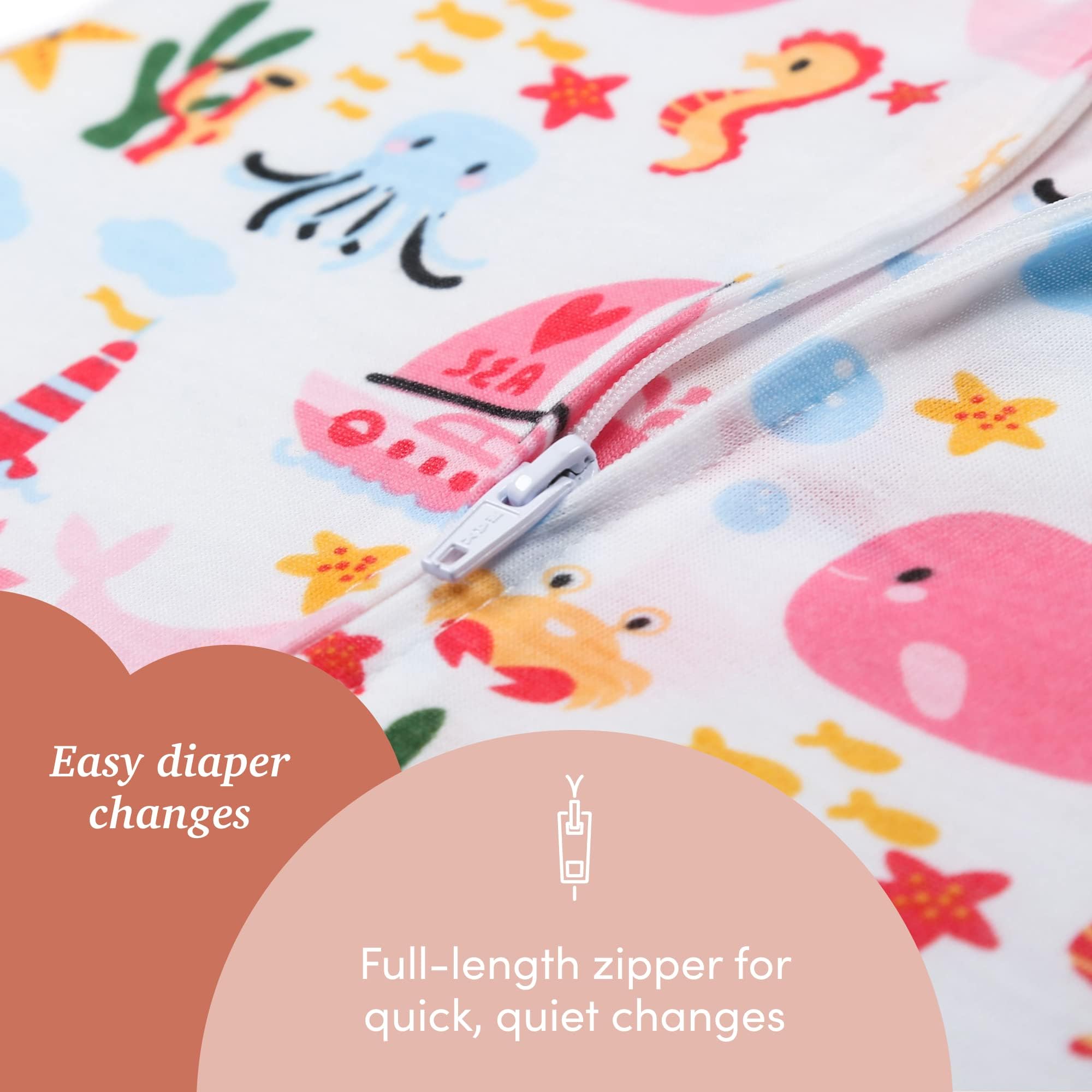SleepingBaby Zipadee-Zip Baby Swaddling Blanket 4-8 Months - Transition Swaddle with Zipper Convenience - Nautical Girl, S