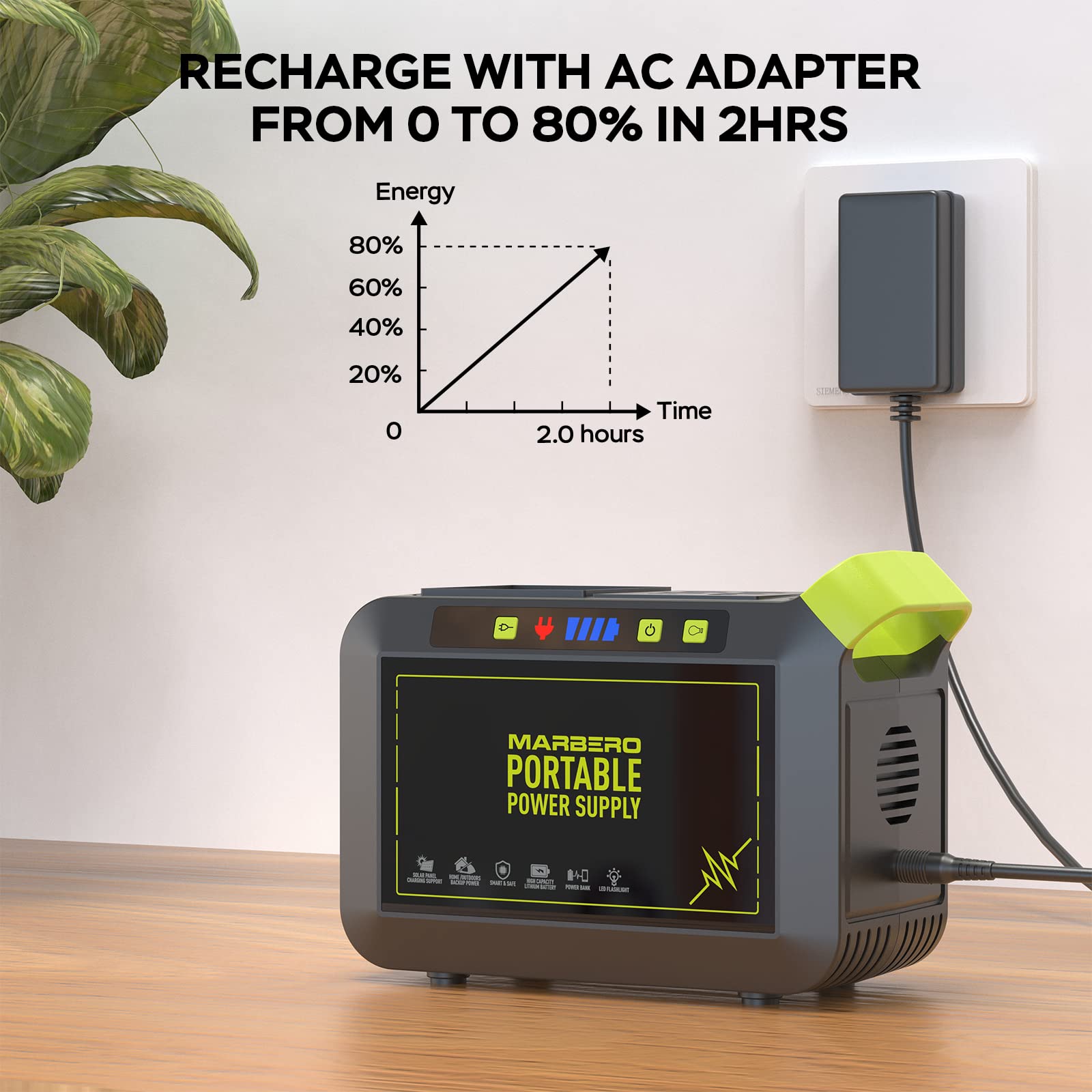 MARBERO Portable Power Station with Solar Panel Kit Solar Generator Included 110V Laptop Charger for Outdoor Home Camping Emergency RV