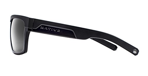 Native Eyewear El Jefe Polarized Rectangular Sunglasses, Matte Black/Gloss Black/Gray, 58 mm