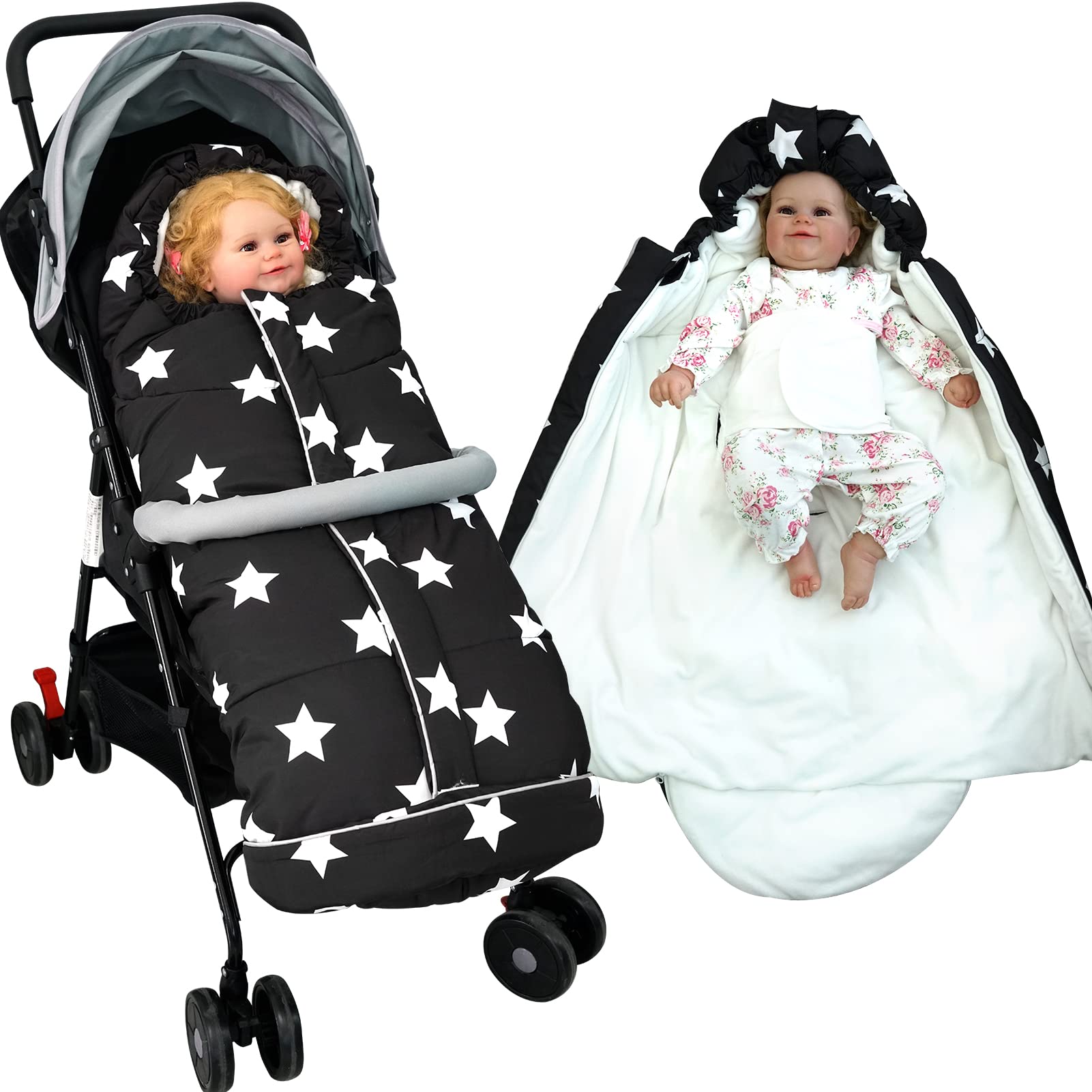 weallbuy Baby Bunting Bag for Strollers, Sleeping Bag with Pattern, 40 * 22.4 Inches Winter Footmuff for Toddler 0-36 Months (Star)