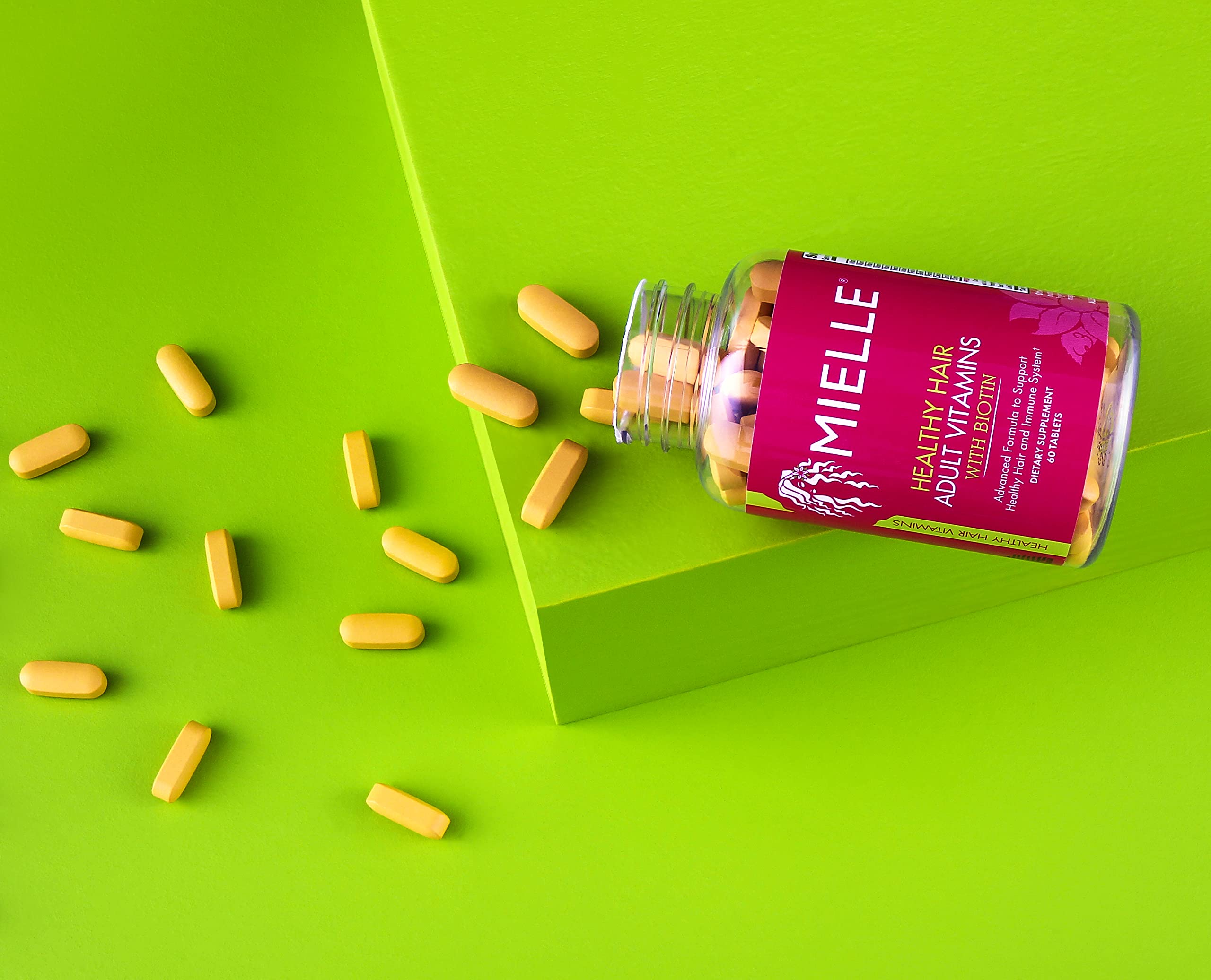 Miele Organics Adult Healthy Hair Formula Vitamins with Biotin,Capsule,Tablet, 60 Count
