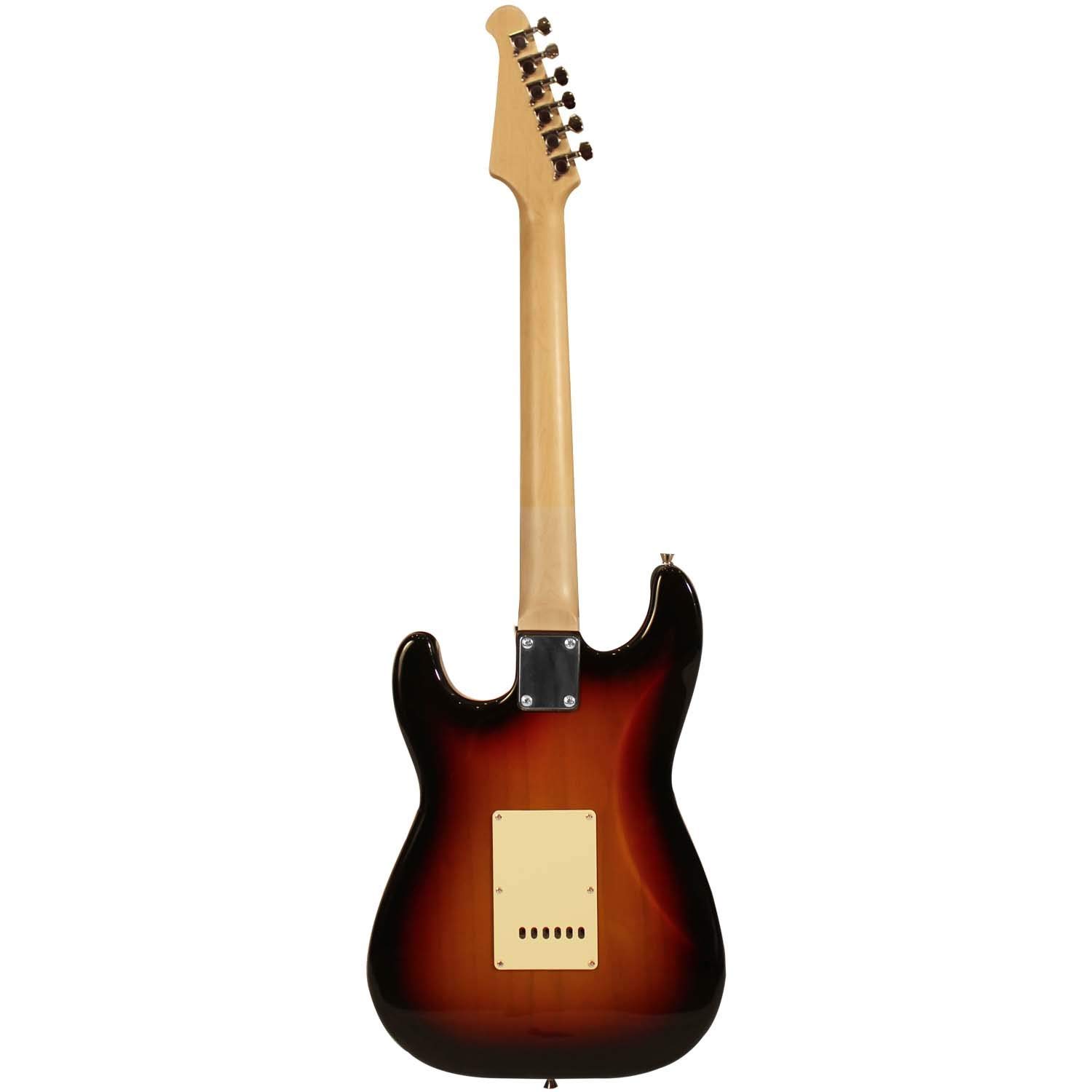 Sawtooth 6 String Electric Guitar Pack, Sunburst with Tortoise Pickguard, Right Handed (ST-ES-SBT-TRAVEL)