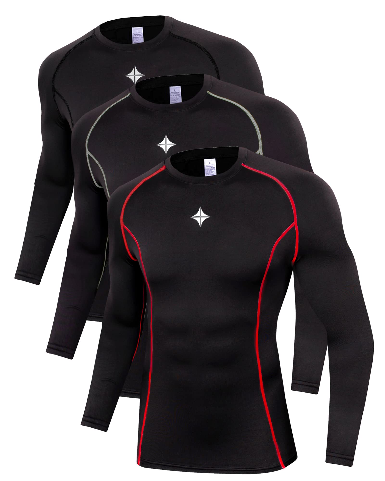 Milin Naco Compression Shirts for Men Long Sleeve Compression Undershirts Dry Fit Compression Shirt Baselayer Rash Guard