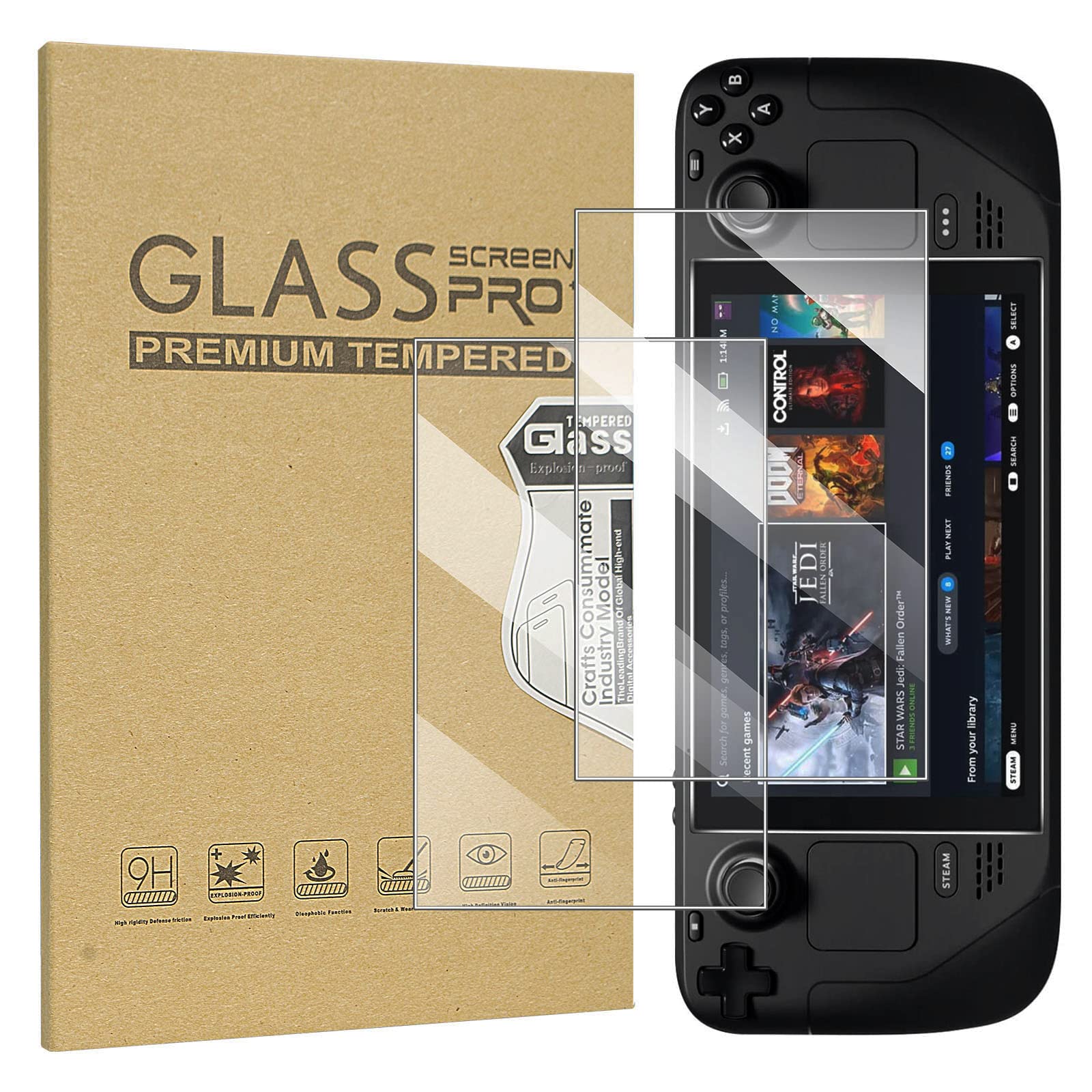 Tangaroa Steam Deck Screen Protector - Tempered Glass Film (7 Inch) Compatible with Steam Deck, 9H Hardness Glass - Easy Installation/Anti-Scratch/HD Transparency Clear (2 Pack)