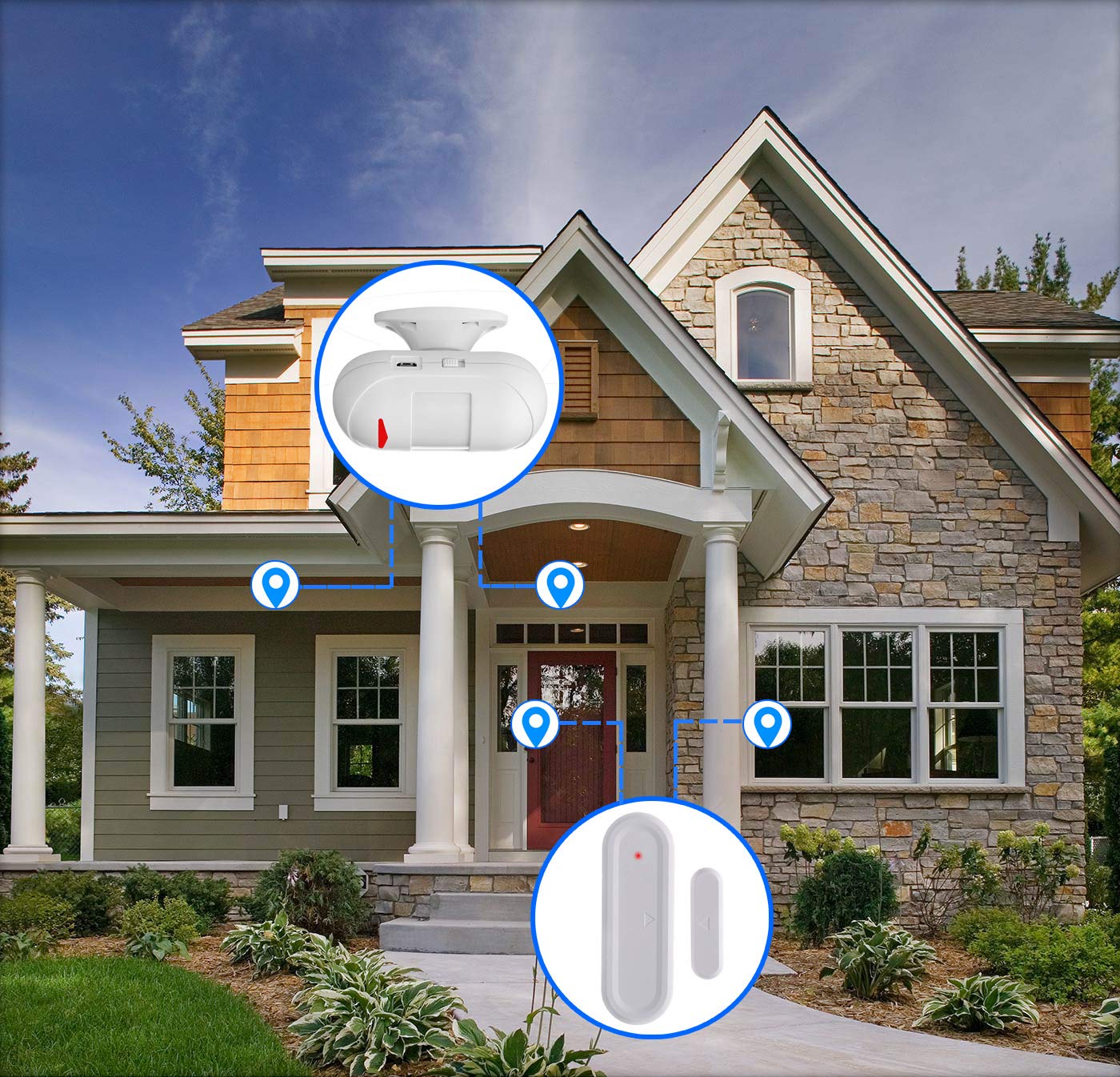 Mengshen Motion Sensor Alarm Kit for Home Apartment Garage Office Security Support 5 Modes; 36 Tunes; Long Transmission Distance (Remote Control Included)