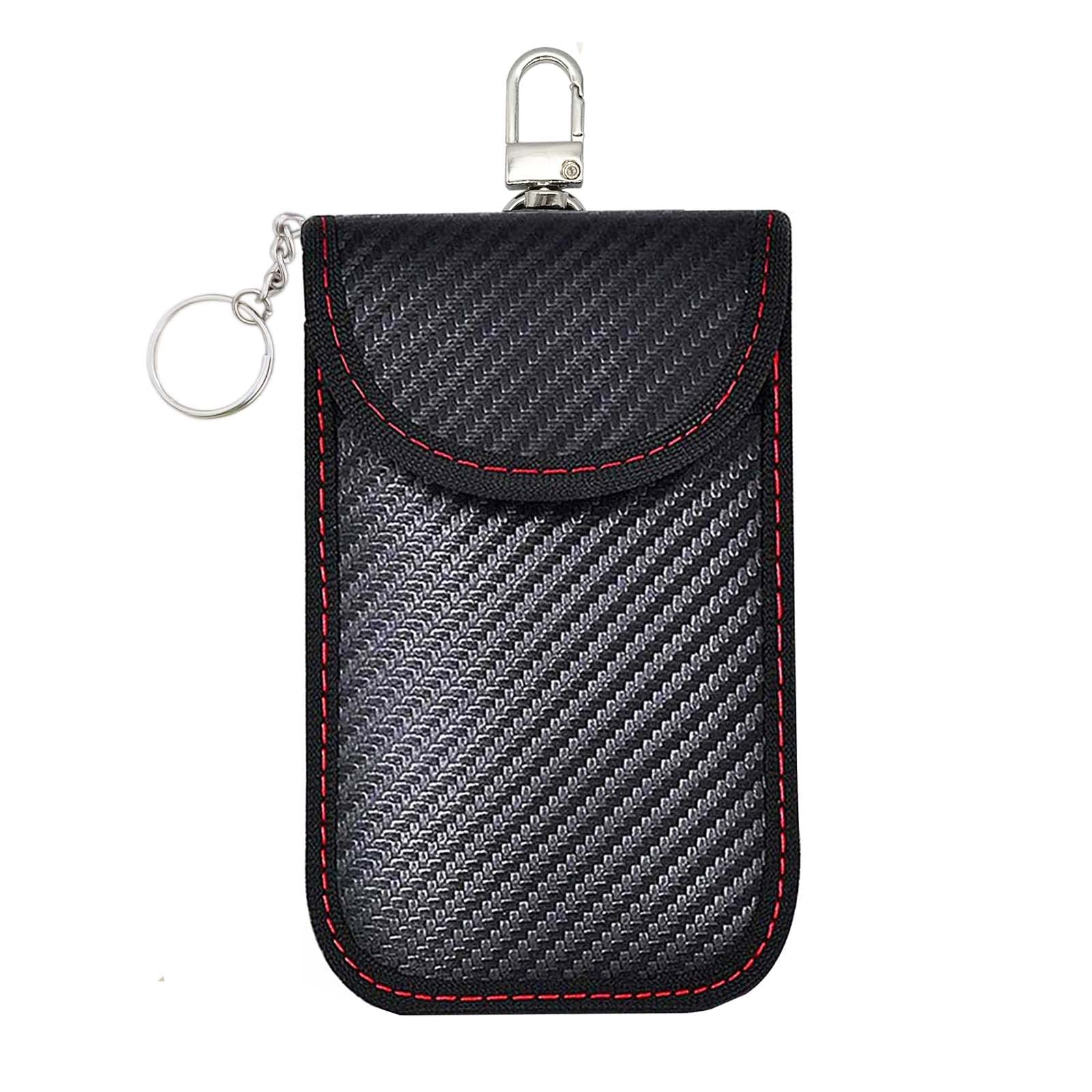 Medsuo Small Faraday Pouch RFID Small Car Key Signal Blocking Pouch with Hook Securing Keyring for Car Keys Anti-Theft Remote Entry