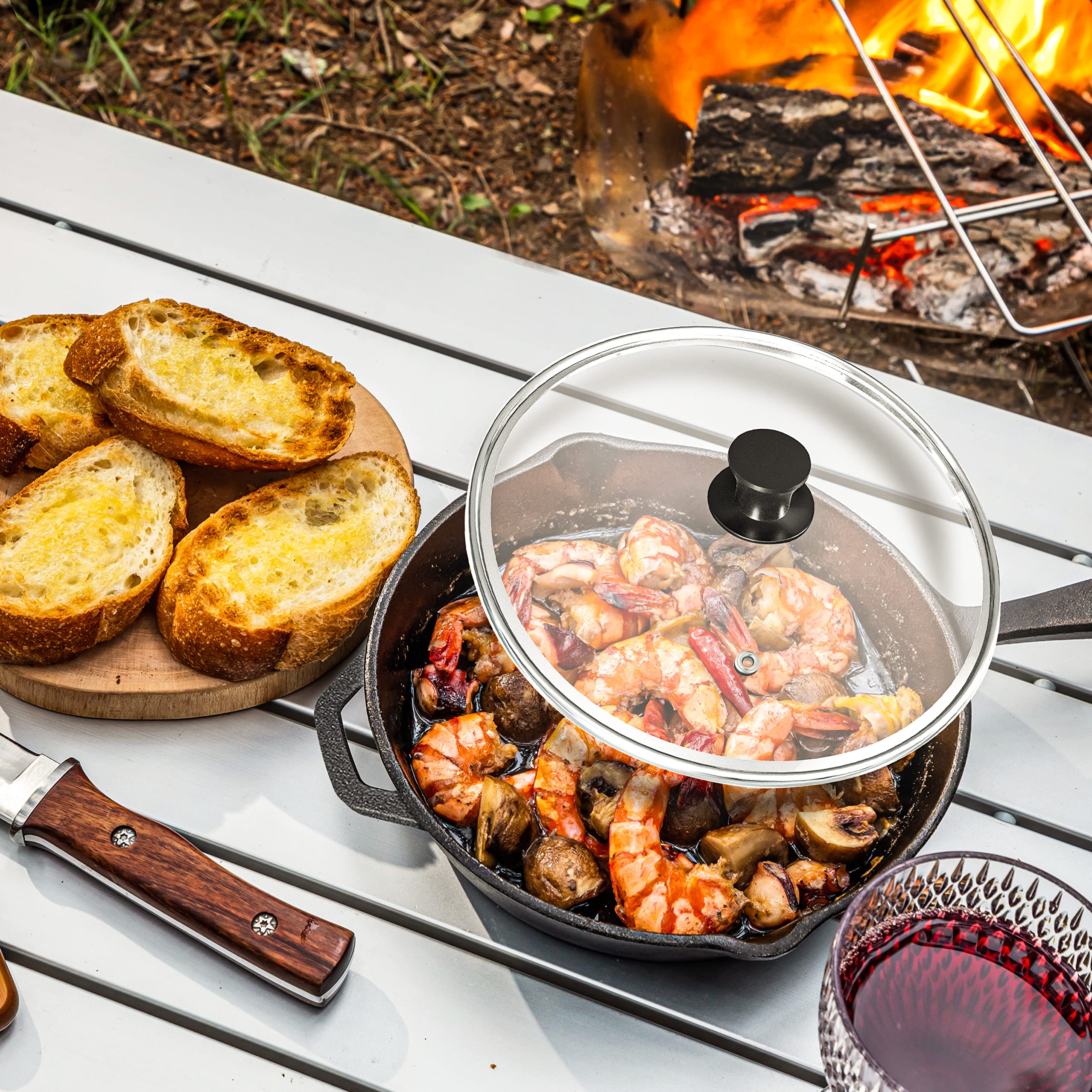 Utopia Kitchen Pre-Seasoned Cast Iron Skillet 2 Piece Setβ Professional 10 inch and 12 inch Cast Iron Skillets with Lids β Even Heat Distribution β Camp Fire Frying Pan β Safe Indoor and Outdoor Cookw