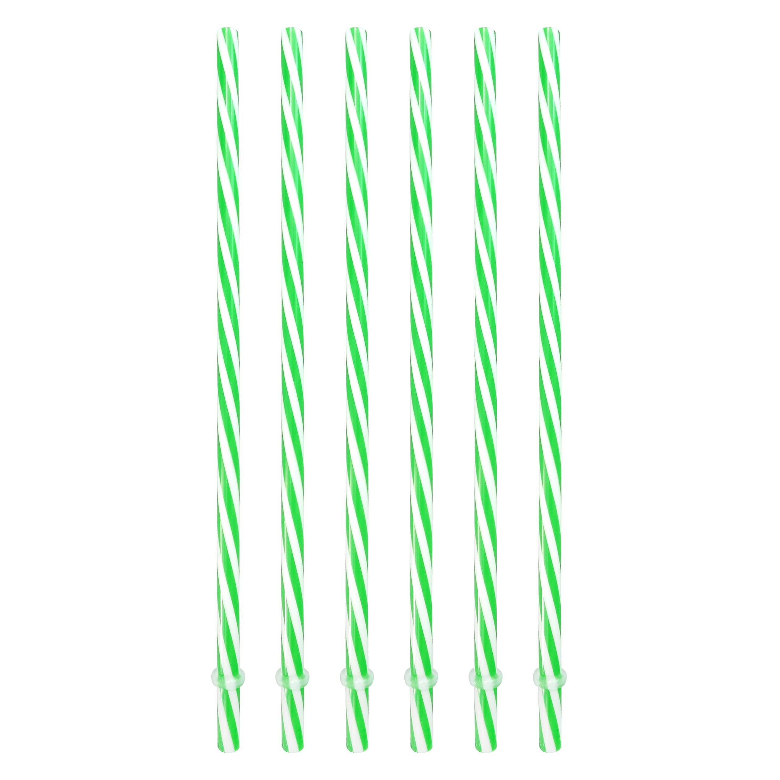 Sunshine Mason Co. Plastic Reusable Drinking Straws 6 Pieces, Green Stripe