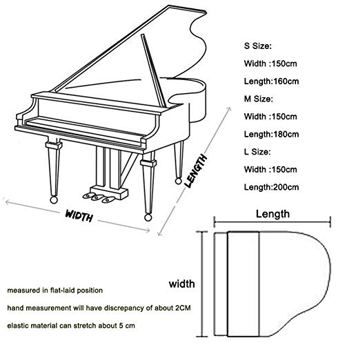 MAYiT Grand Piano Cover, Pleuche Dustproof Piano Cover Washable with Velvet Soft Bordered Triangle Decorated Protective Cover Cloth