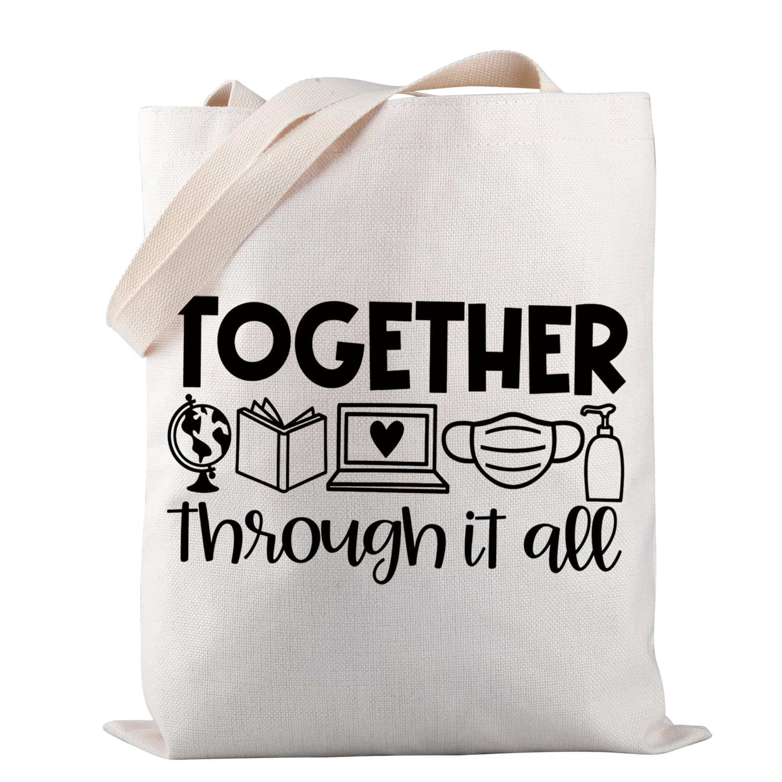 PWHAOO Teacher Appreciation Gift Distance Learning Teacher Accessory Tote Bag Together Through It All Shopping Bag (Together Through It All Tote)