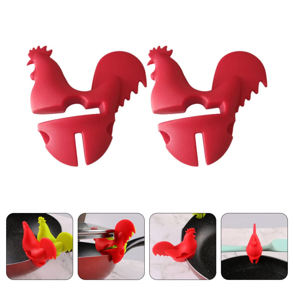 Tofficu 2pcs Anti-spill Pan Tongs Lid Holder for Pots Pot Side Spatula Support Rooster Spoon Holder Pot Fixed Clamp Kitchen Utensils Holder Crab Boil Pot Spoon Rest Multipurpose