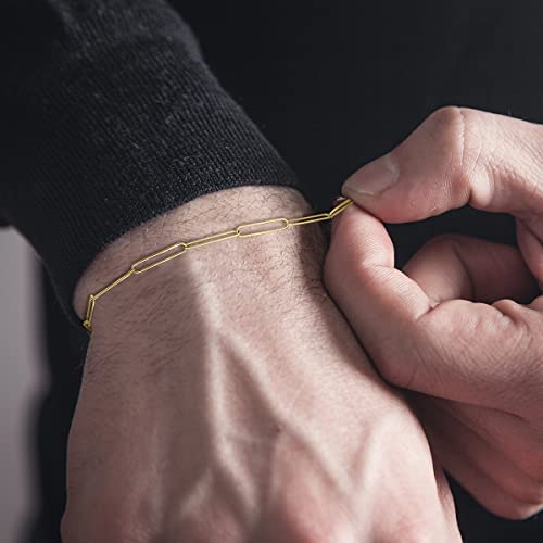 SZUL 14K Yellow Gold Lightweight Paperclip Bracelet With Lobster Clasp