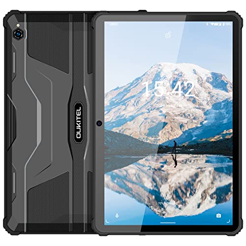 OUKITEL RT1 Android 11 Tablet,10.1 Inch Rugged Tablet with 10000mAh Large Battery, Octa-Core 4GB+64GB, Dual 4G SIM+5G WiFi,1920x1200 FHD+ Tablet, 16+16MP Camera, Sim Free Tablets, GPS/OTG |Black