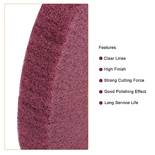 uxcell 150mm x 25mm 320 Grit Non-Woven Polishing Burnishing Wheel Nylon Wire Drawing Abrasive Flap Wheel for Stainless Steel Copper Red