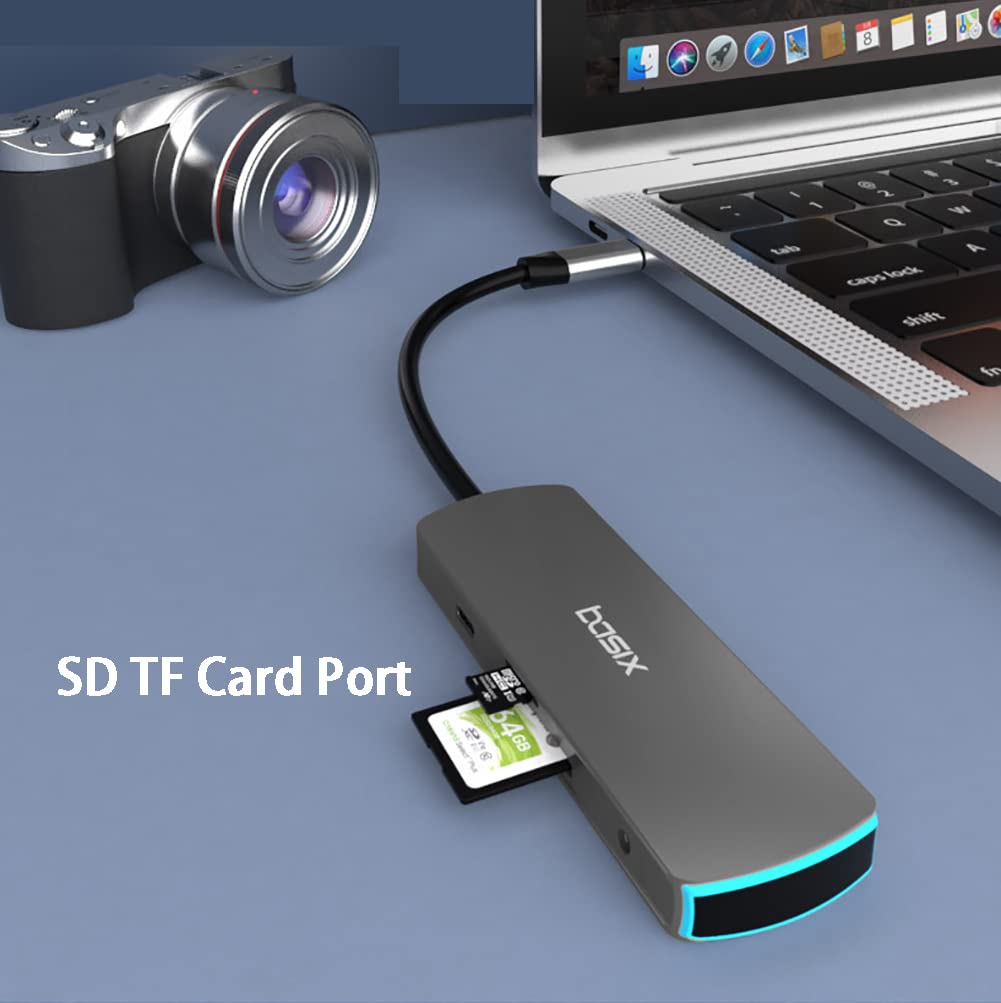 USB C Hub,USB C Laptop Docking Station,8 in 1 Type C Adapter Compatible for MacBook and Windows(HDMI PD USB 3.0 SD TF Card Reader)