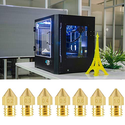 Mussokina 24PCS 3D Printer Nozzles MK8 Extruder Nozzles 0.2mm, 0.3mm, 0.4mm, 0.5mm, 0.6mm, 0.8mm, 1.0mm for Ender 3 5 Makerbot Creality CR-10 with a Storage Box