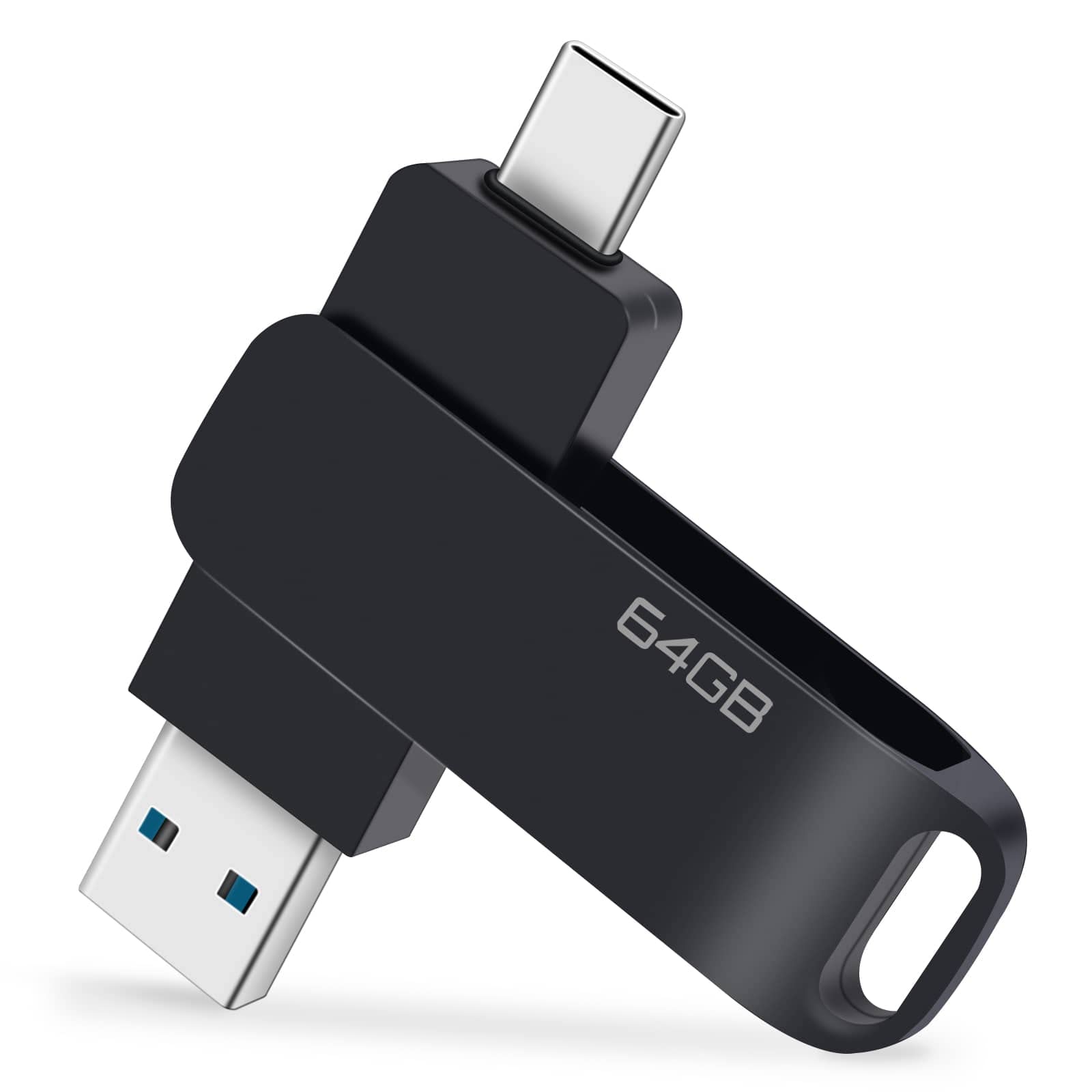 USB C Thumb Drive, Miaguroo 64GB Flash Drive, 2 in 1 Photo Stick for Android Phones, PC, Laptop, Tablet, Mac, MacBook - Black