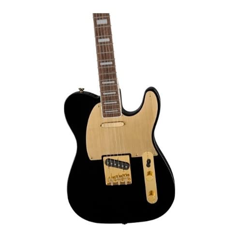 Squier 40th Anniversary Gold Edition Telecaster Electric Guitar, with 2-Year Warranty, Black, Laurel Fingerboard