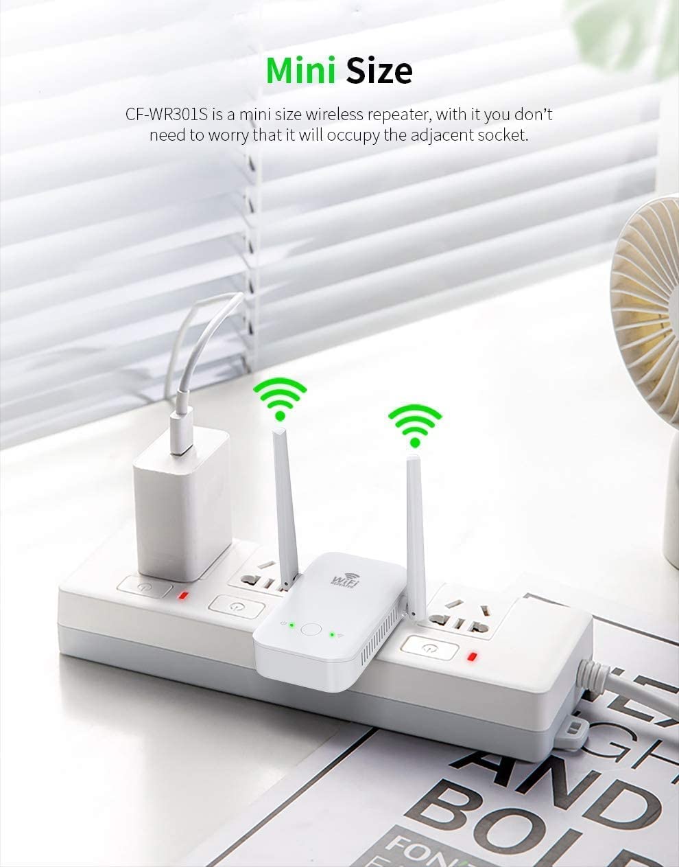 WiFi Range Extender Signal Booster for Home, Repeater 2000FT WPS Booster Easy Setup, 38+ Devices for Home & Outdoor Work with Any WiFi Routers Enjoy Speed-CF-300-27