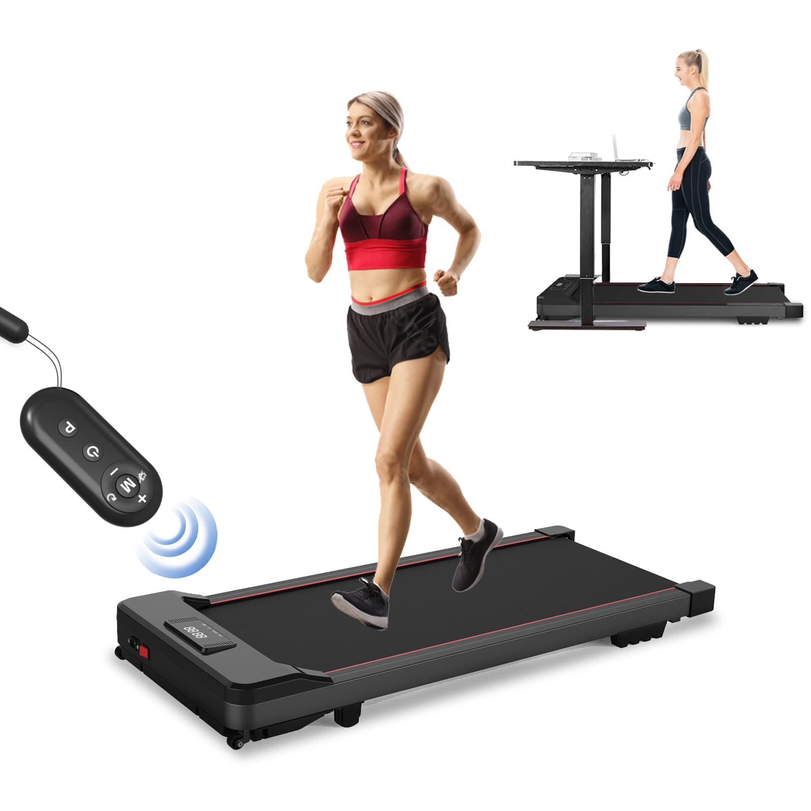 Under Desk Treadmill,OBENSKY Portable Mini Walking pad for Home,Quiet Flat Slim, Jogging Running Treadmill,Easy Assembly&Space Saving for Family/Office Use, Black, (BK886005)