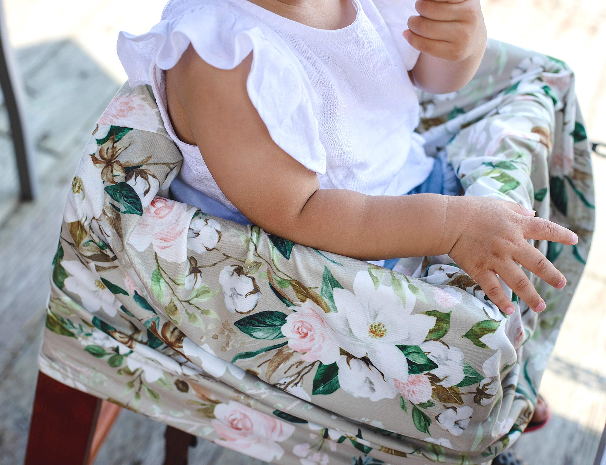 Pobi Baby Car Seat Covers and Nursing Cover - Soft and Stretchy Floral Pattern (Belle)