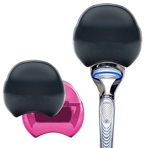 Men and Women Safety Razor Holder - Clip-On Cover Anti-Rust Blade Razor Protector Travel Size (2 Pk (Black & Pink))