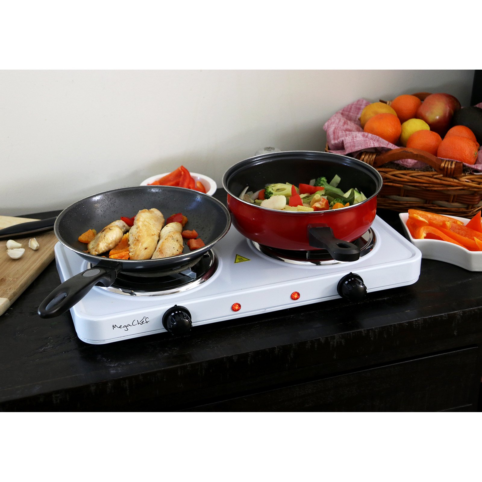 MegaChef Portable Dual Electric Countertop Burner Coil Cooktop Tabletop Stove