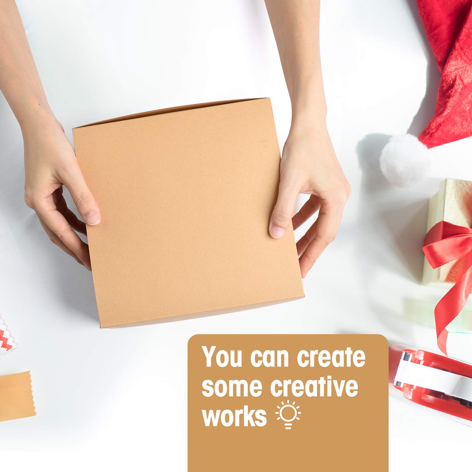 MESHA Brown Gift Boxes 8x8x4'',12 PC Kraft Paper Gift Boxes with Lids for Bridesmaid Proposal,Mother's Day,Birthday Party,Wedding,Graduation,Crafting