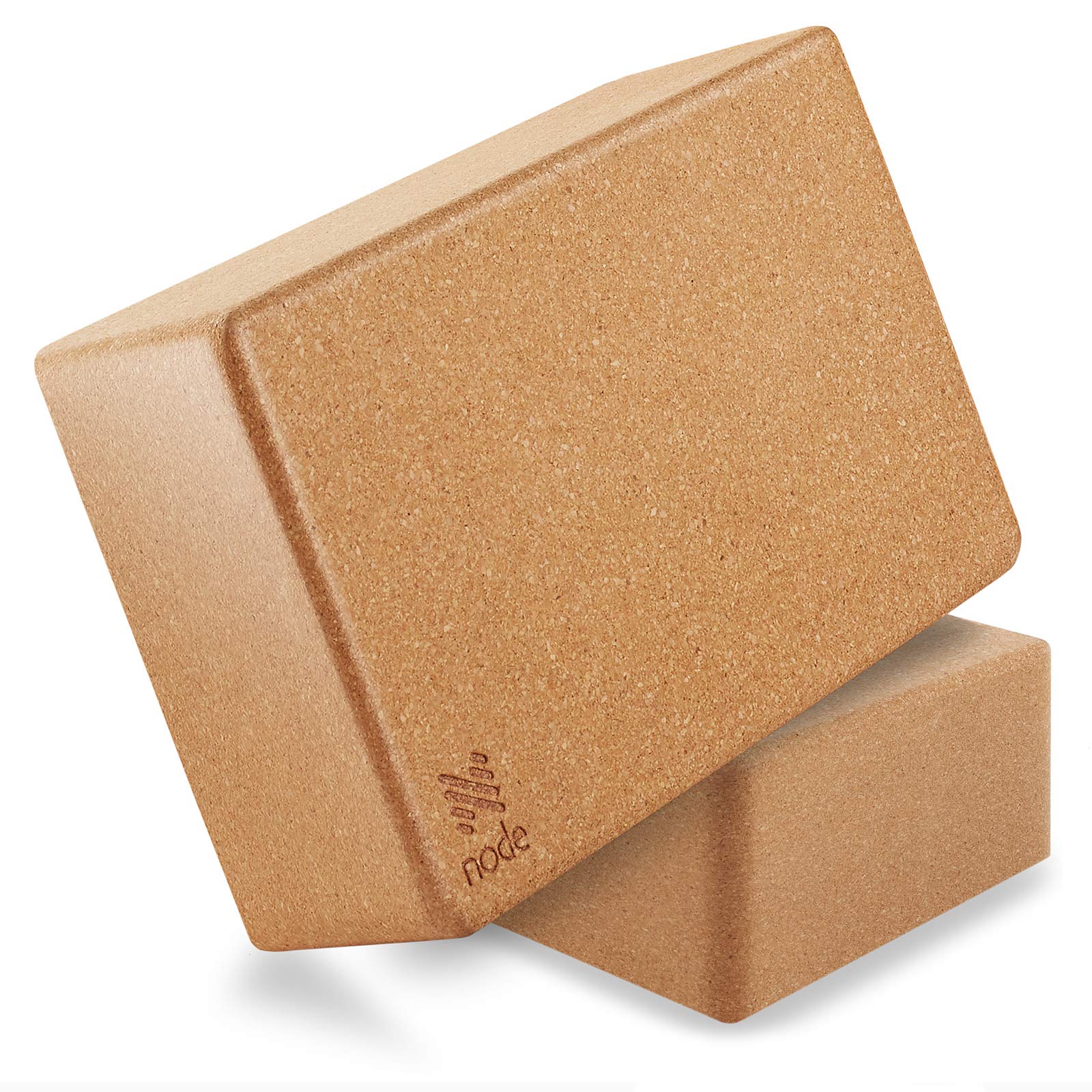 Node Fitness Premium Yoga Block (Set of 2) - 3 Inch Thick Cork Brick